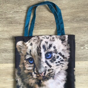 SNOW LEOPARD CUB Tote, Eco Grocery Sack, Cotton Market Bag, Foldup ...