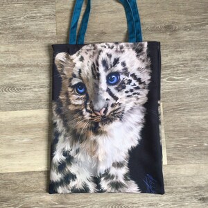 SNOW LEOPARD CUB Tote, Eco Grocery Sack, Cotton Market Bag, Foldup ...