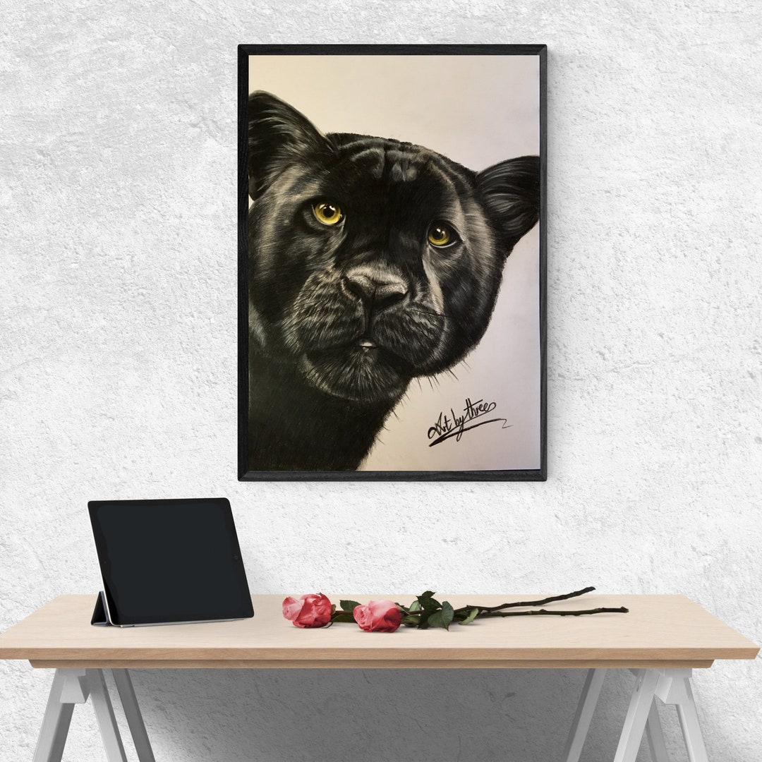 BLACK PANTHER PRINT, kattenliefhebber Fine Art poster, dierenliefhebber ...