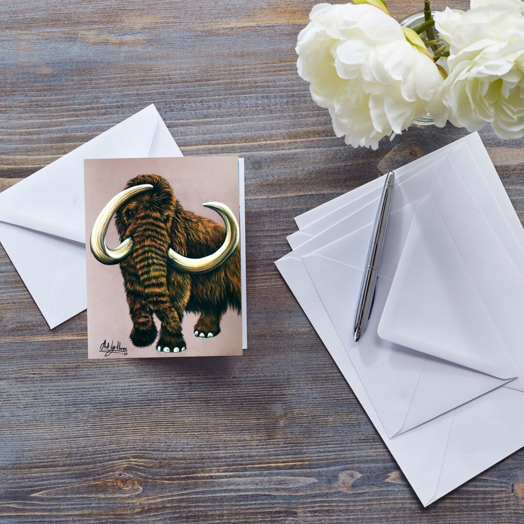 Woolly Mammoth Card: Prehistoric Animal Art, Ice Age Gift - Etsy