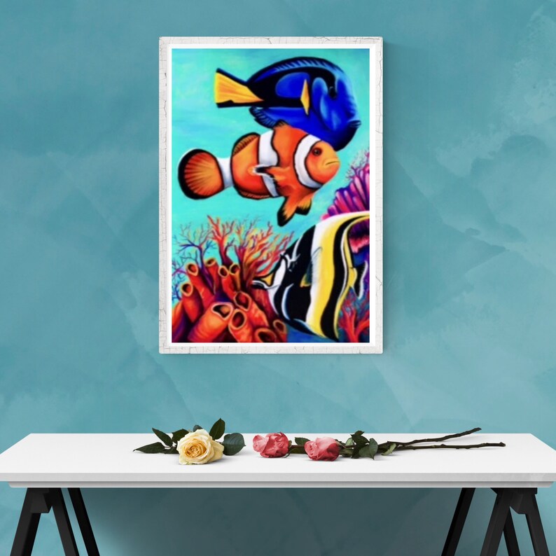 TROPICAL FISH POSTER Aquarium Scene Print Coral Reef Art | Etsy