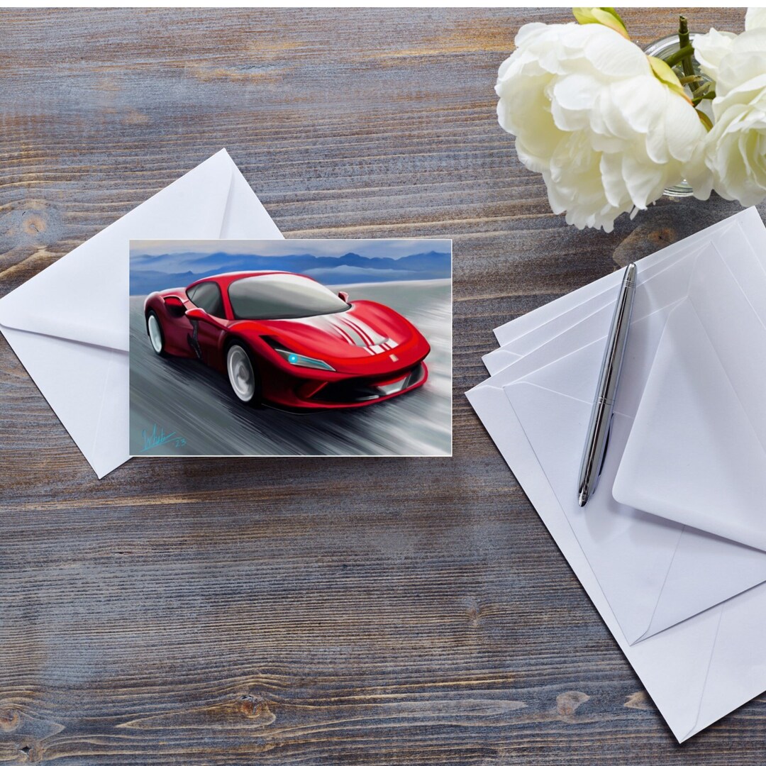RED FERRARI CARD, F8 Tributo Supercar, Cards for Him, Fathers Day Card ...
