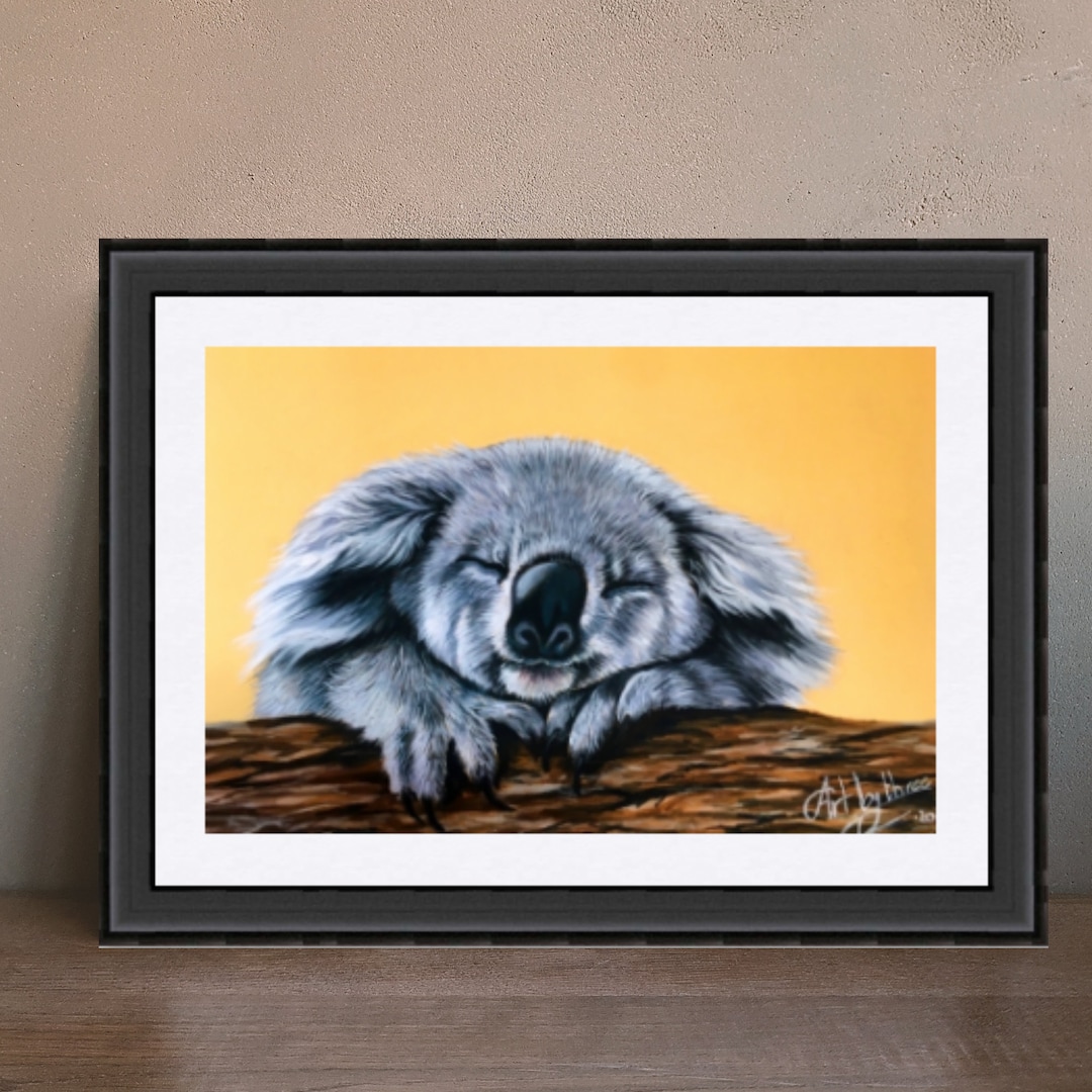 KOALA BEAR DRAWING, Cute Koala Art, Australian Animal Decor, Nursery ...