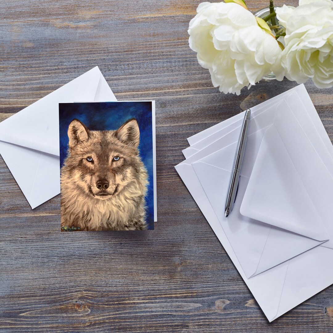 GREY WOLF CARD for All Occasions Animal Notecard Wolf Lover - Etsy