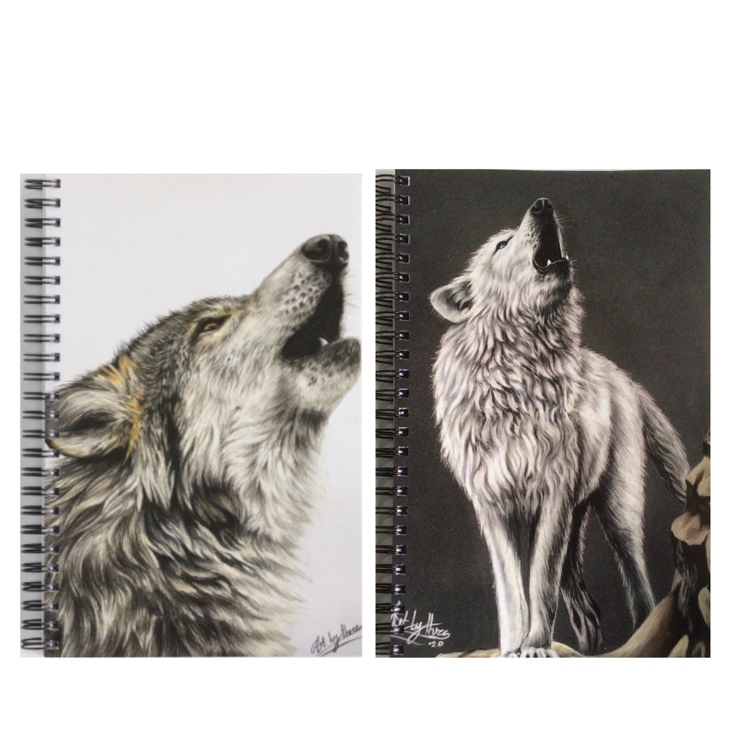 ARCTIC WOLF NOTEBOOK, A5 Lined Animal Notepad, White Howling Wolf ...