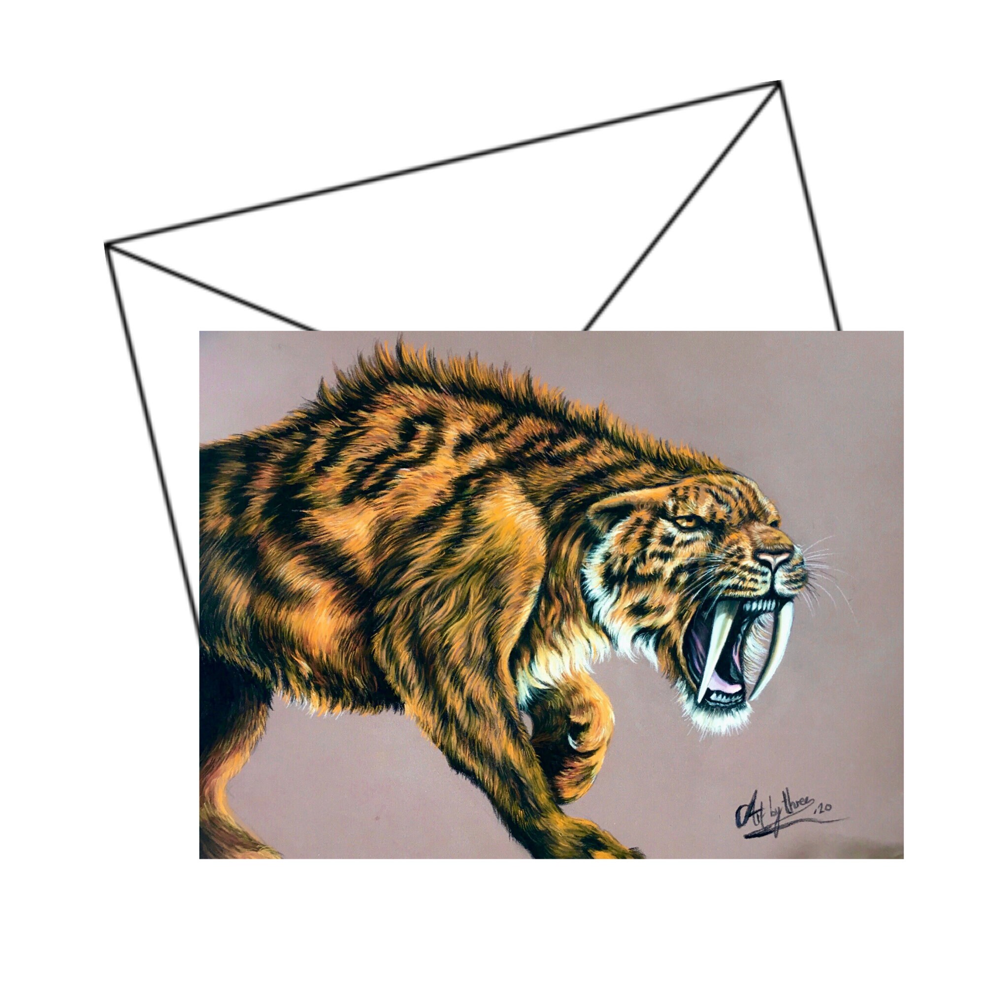 SABRE TOOTH TIGER Card, Prehistoric Extinct Animal, Big Cat Lover, Ice ...