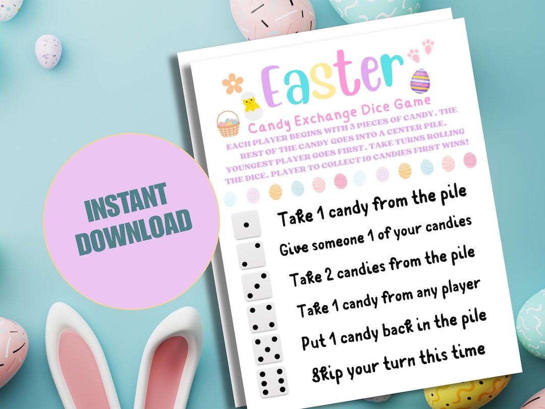 Easter Candy Dice Game Printable - Etsy