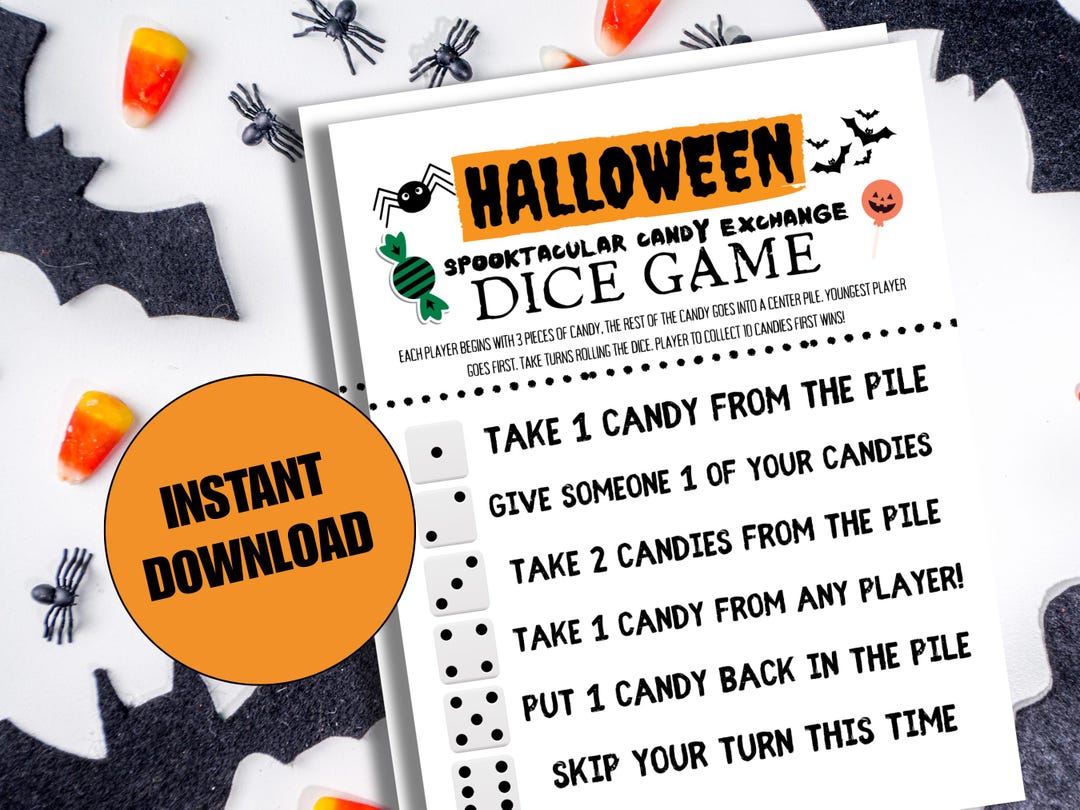 Halloween Candy Dice Game Printable - Etsy
