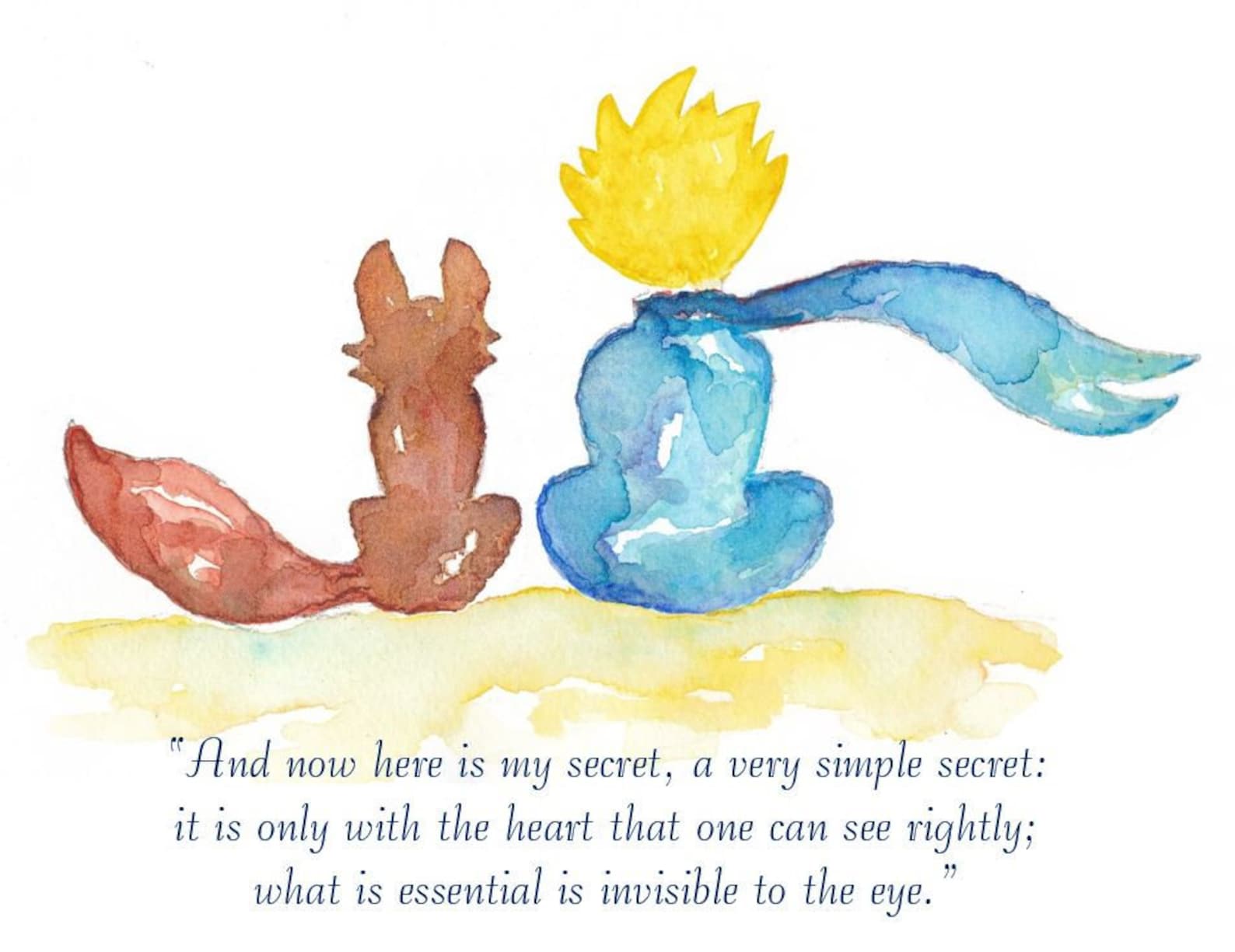The Little Prince. Prince and Fox With Inspirational Quote. | Etsy