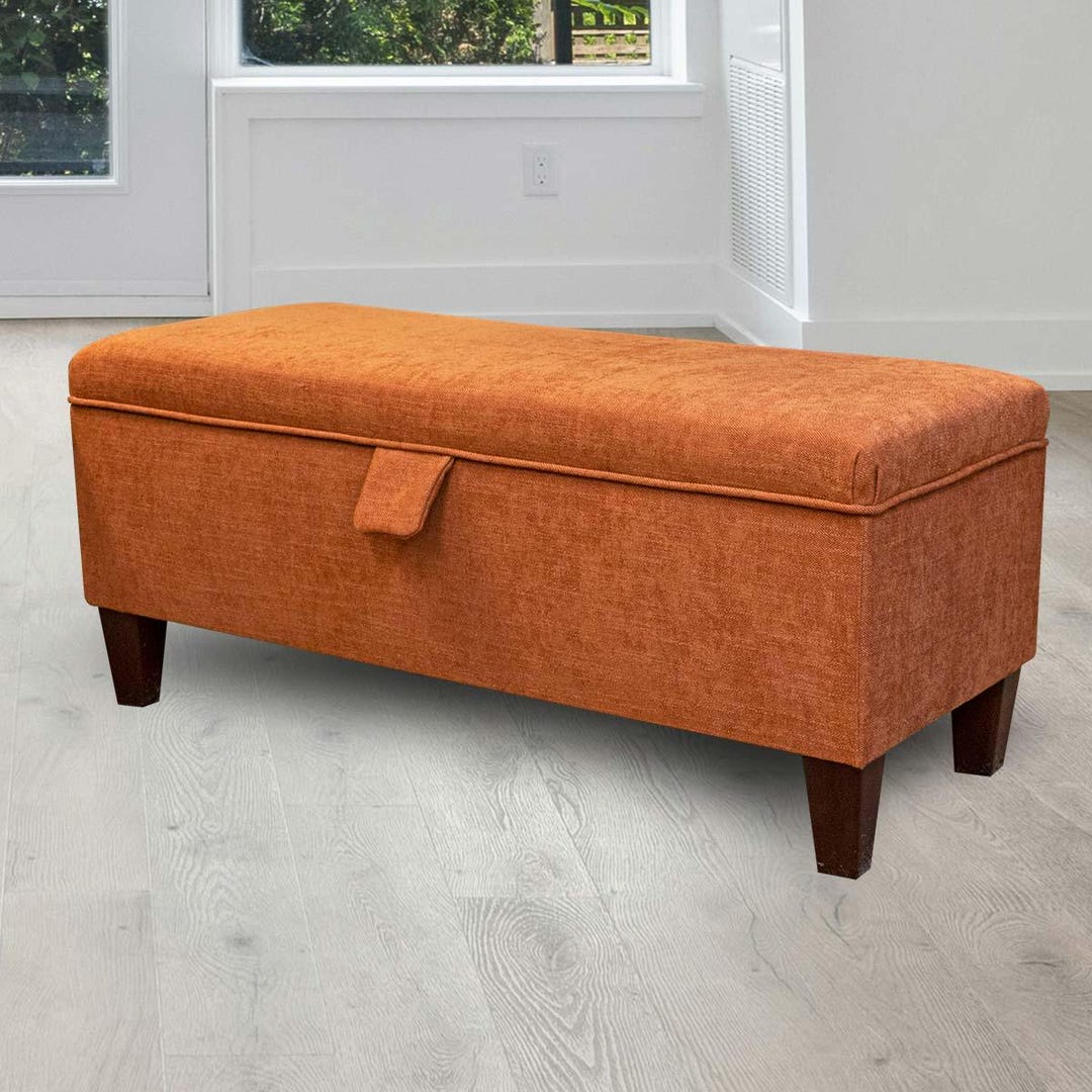 Burnt Orange Storage Bench | Easy Clean Furniture | Handmade in Britain ...
