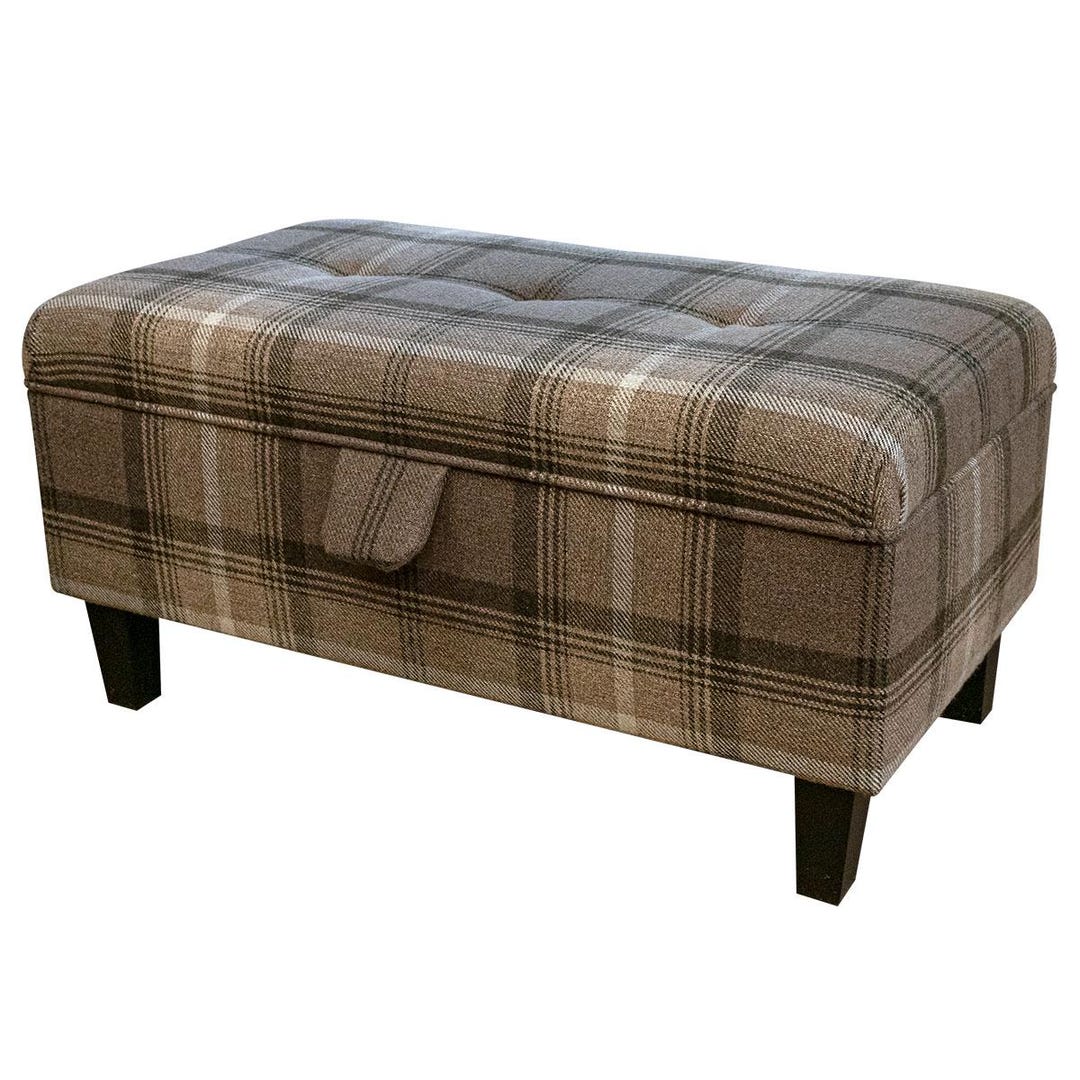 LUXE Storage Stool Ottoman Pouffe Toy Box Footrest in Sophie Chocolate ...