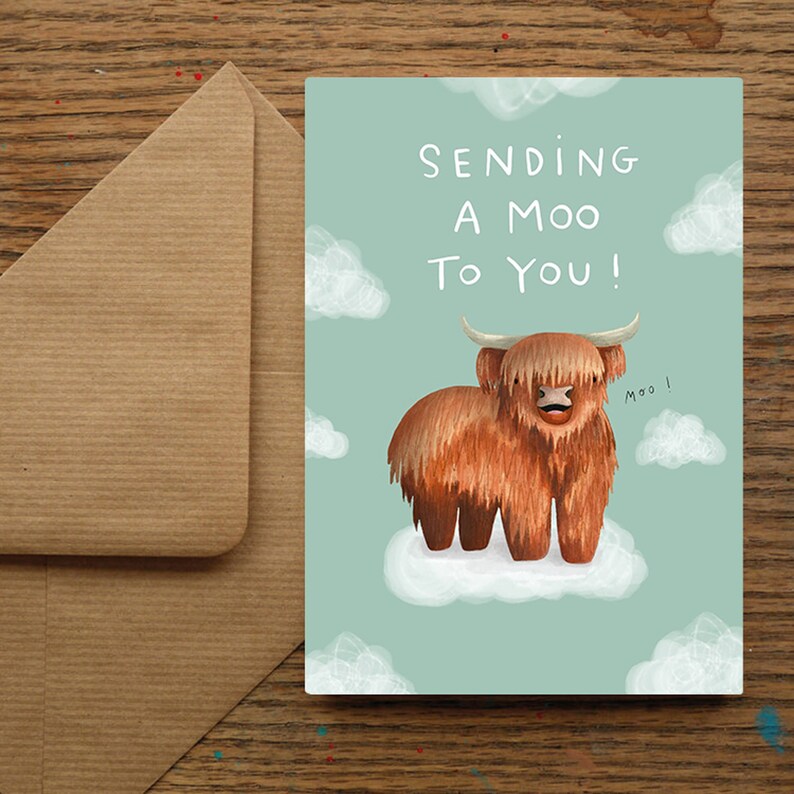 Highland Cow Greetings Card Thinking of You Card Animal Greeting Cards ...