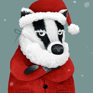 Grumpy Badger Christmas Card - Husband Christmas Card, Badger Gift, Eco ...