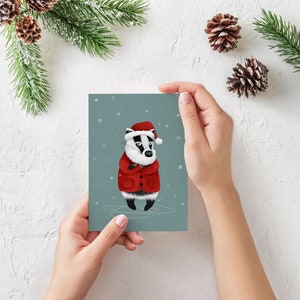 Grumpy Badger Christmas Card - Husband Christmas Card, Badger Gift, Eco ...