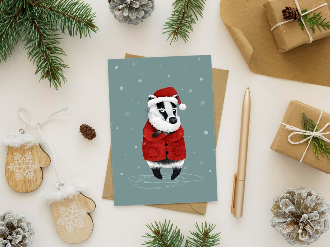 Grumpy Badger Christmas Card - Husband Christmas Card, Badger Gift, Eco ...