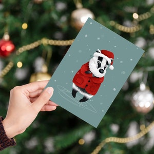 Grumpy Badger Christmas Card - Husband Christmas Card, Badger Gift, Eco ...
