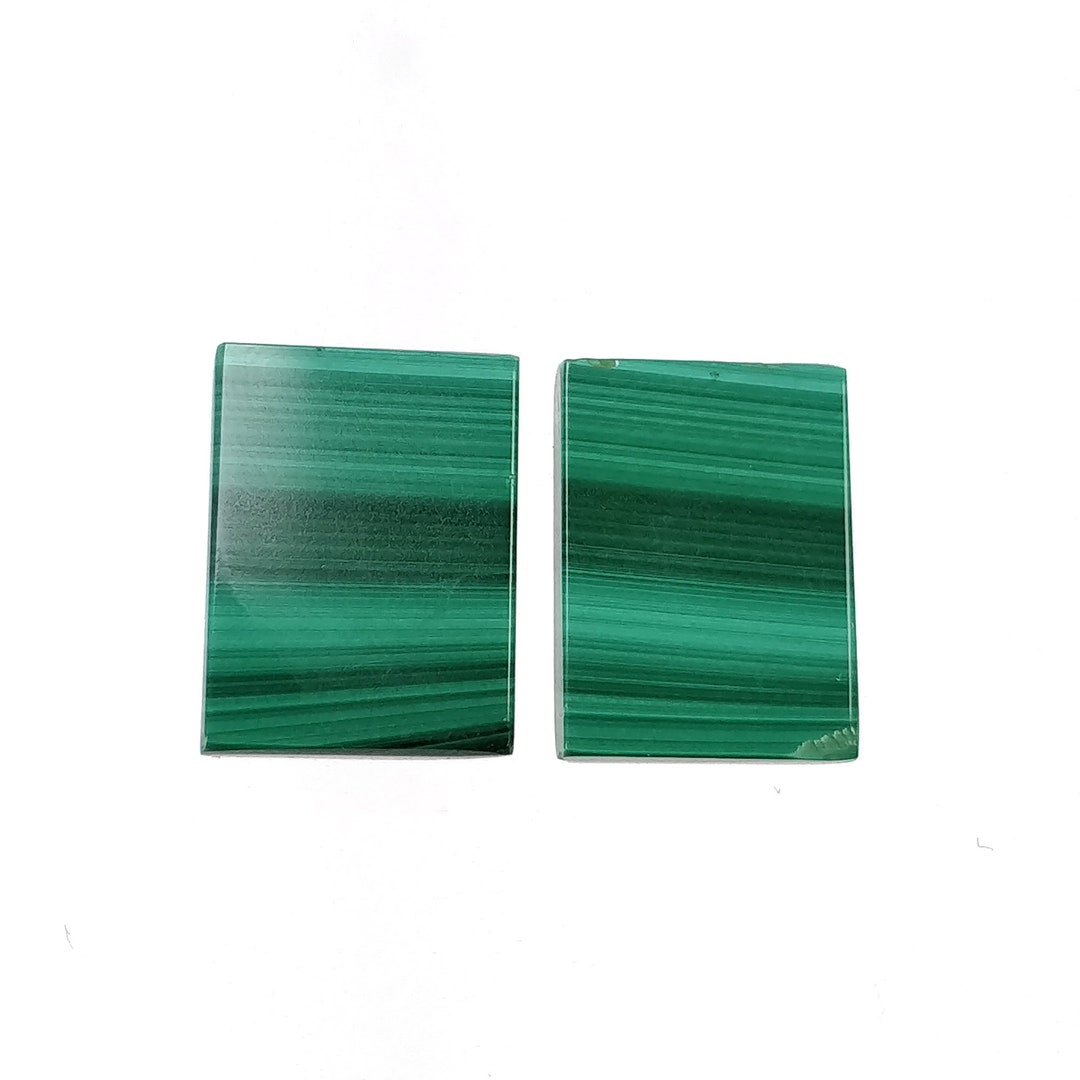 Green Malachite Gemstone Flat Slices: 15.70cts Natural Untreated Bi ...