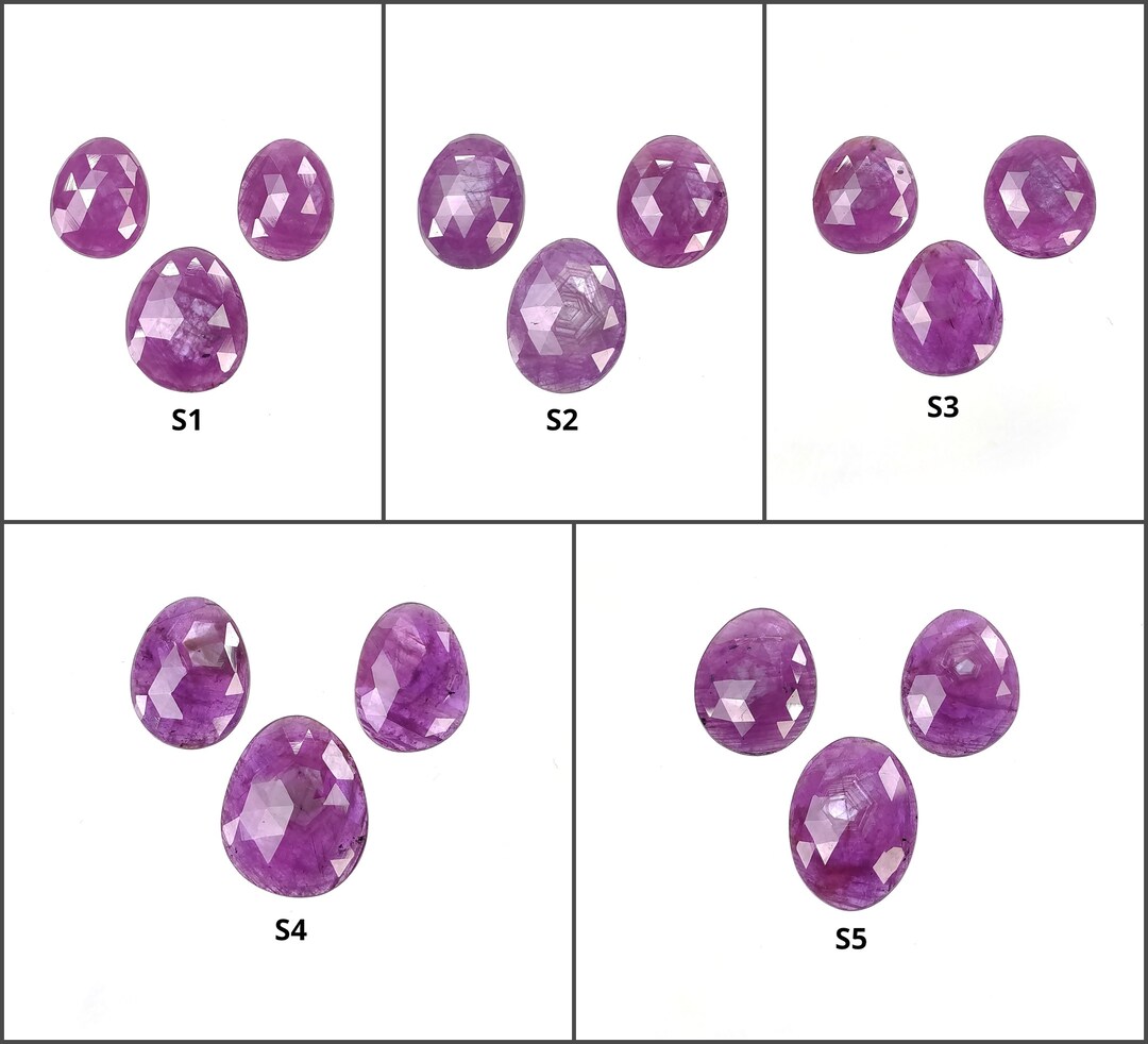 Raspberry Purple Pink RUBY Gemstone Rose Cut : Natural Untreated Sheen ...