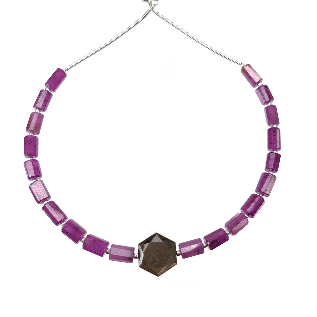 Raspberry Ruby & Chocolate Sapphire Gemstone Loose Beads: 40.70cts ...