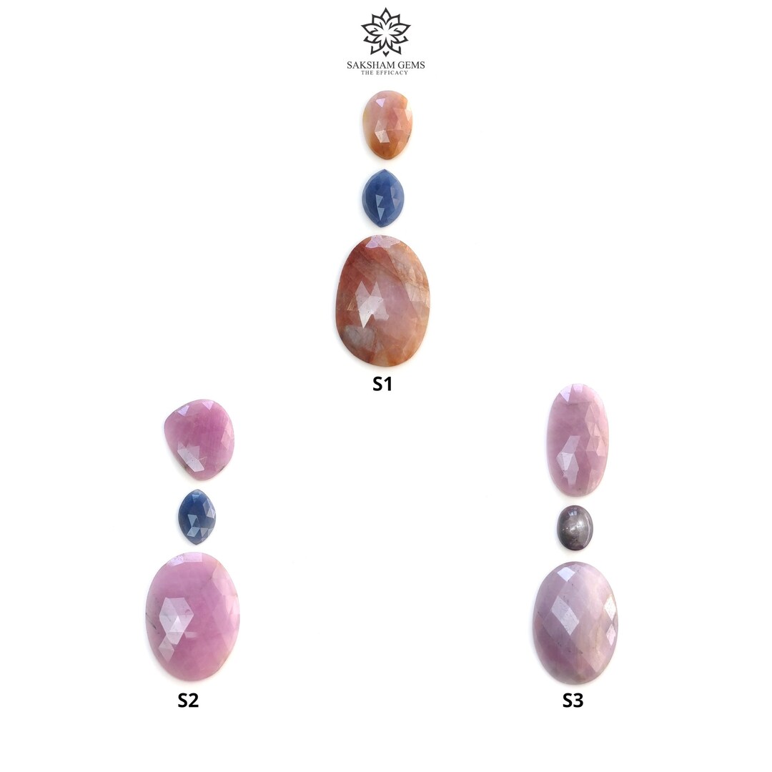 Multi Sapphire Gemstone Rose Cut Slices: Natural Untreated Pear, Oval ...