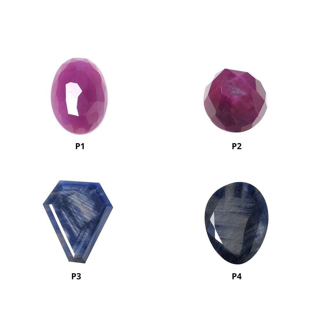 Ruby Gemstone Hammer Cut: Natural Untreated Blue Sapphire Faceted Cut Oval, Round, Fancy Shape ...