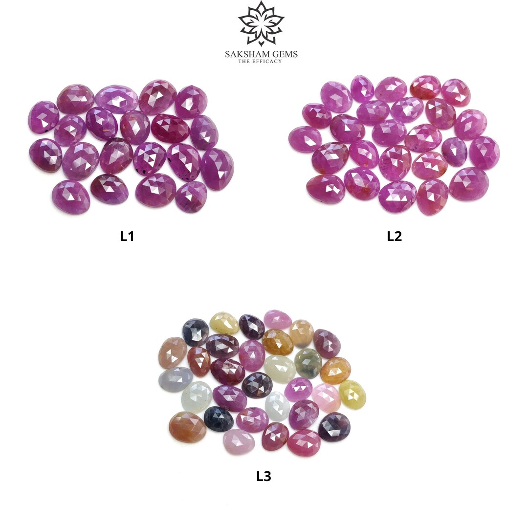 Ruby & Multi Sapphire Gemstone Rose Cut : Natural Untreated Unheated ...
