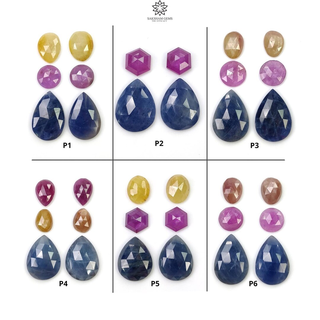Multi Sapphire Gemstone Rose & Step Cut : Natural Untreated Unheated ...