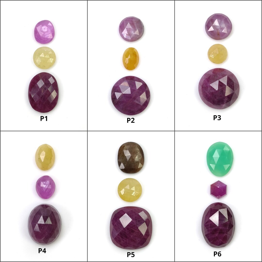 RED RUBY and Raspberry Multi SAPPHIRE Gemstone Rose & Checker Cut ...