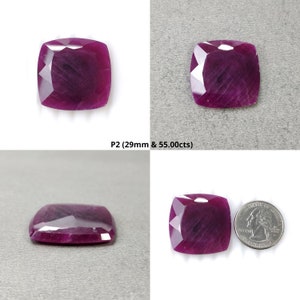 Red RUBY Gemstone Normal Cut : Natural Untreated Unheated Ruby Cushion ...