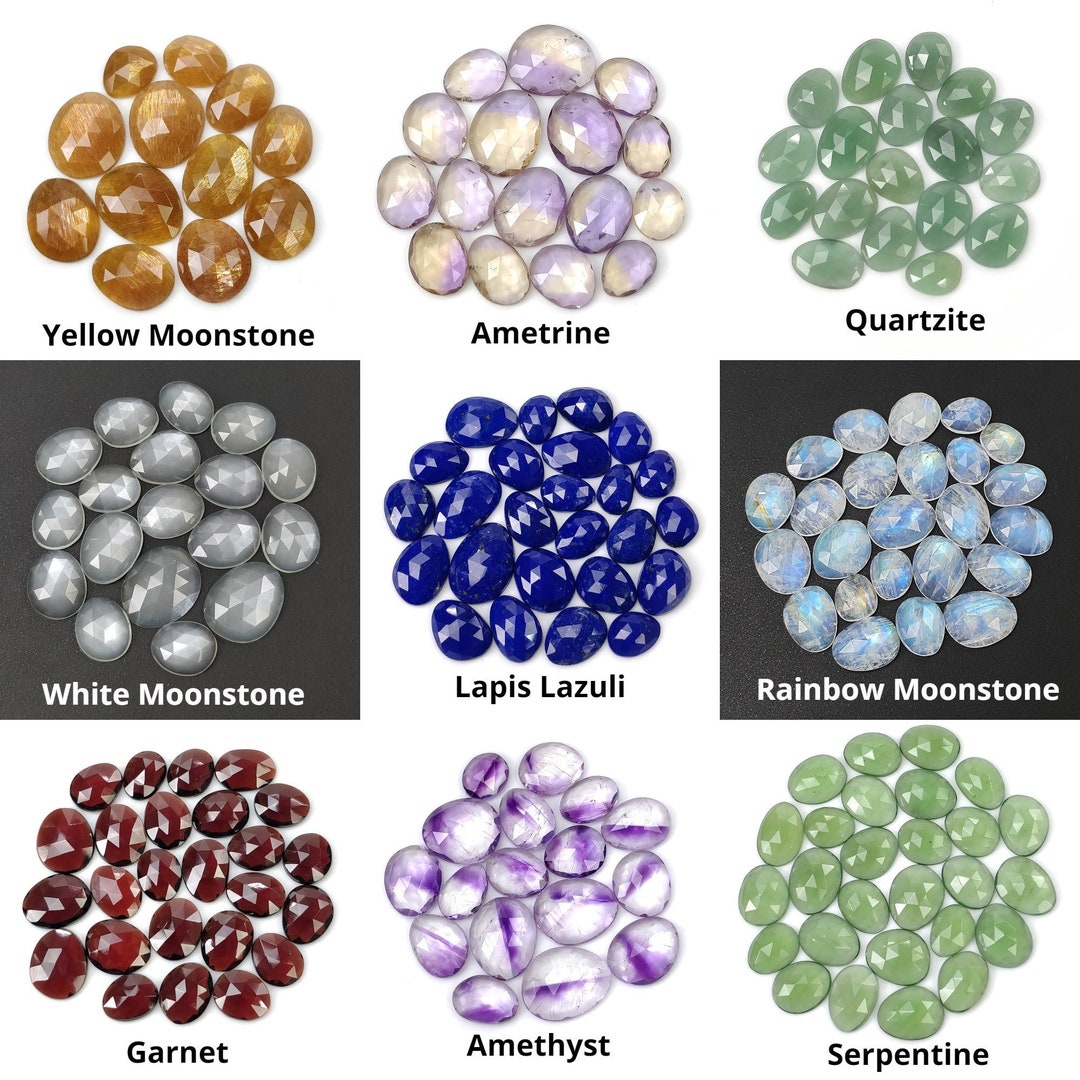 Gemstone Rose Cut Slices Natural Untreated Moonstone Amethyst Ametrine ...