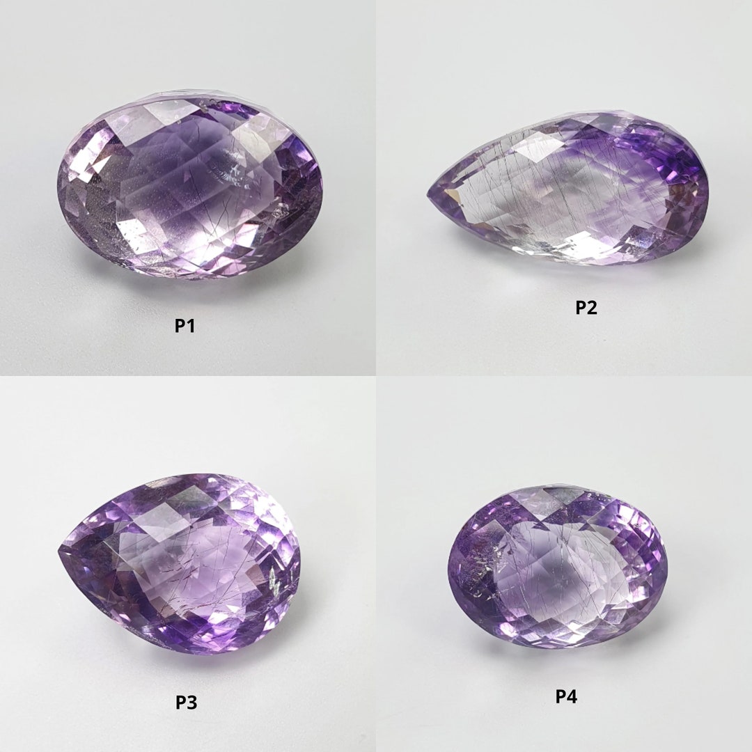 Purple Rutile Amethyst Quartz Gemstone Checker Cut: Natural Untreated ...