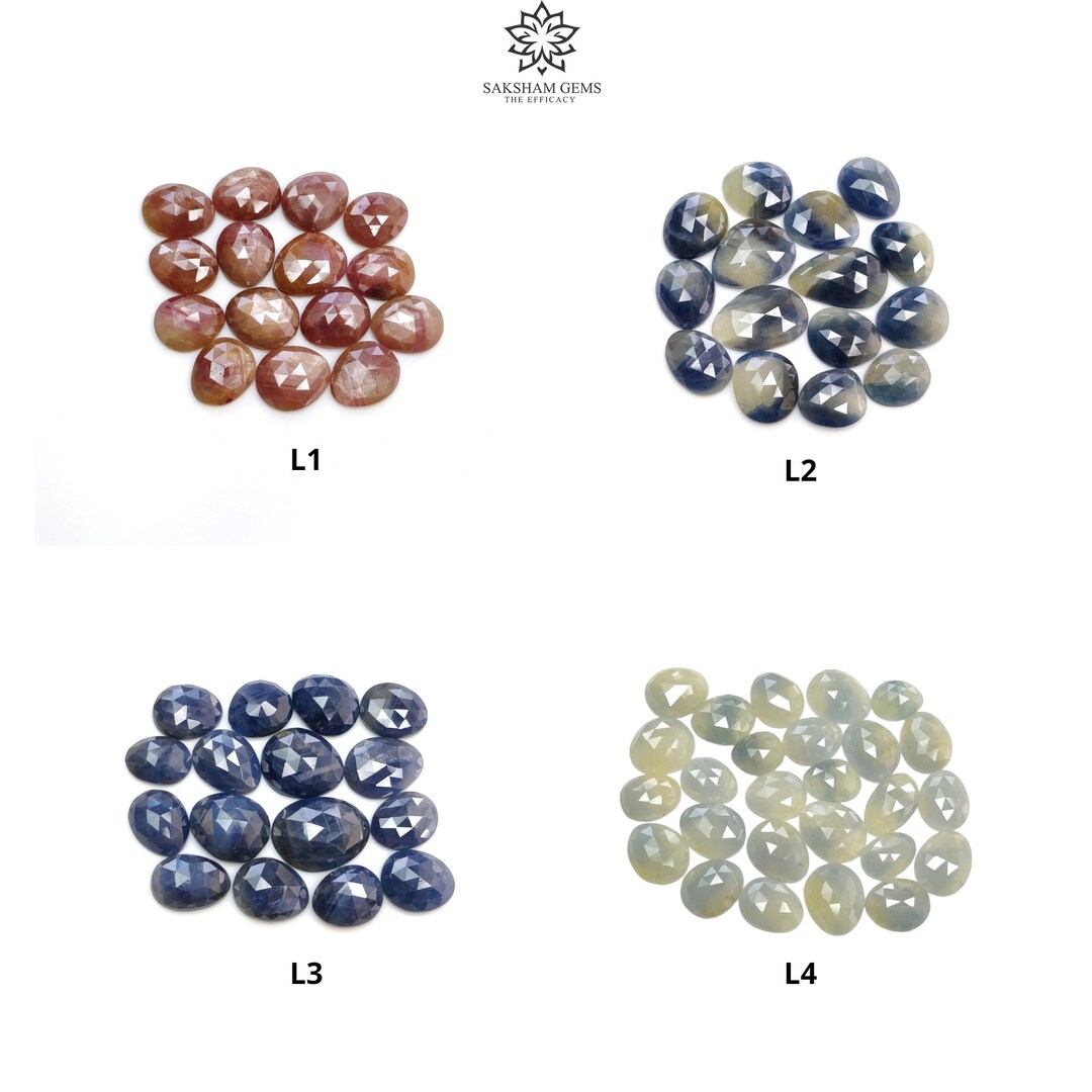 Blue & Multi Sapphire Gemstone Rose Cut : Natural Untreated Unheated ...