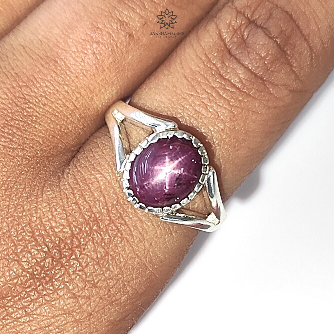 Star Ruby Silver Ring: 3.8gms Natural Star Ruby Untreated Cabochon Oval ...