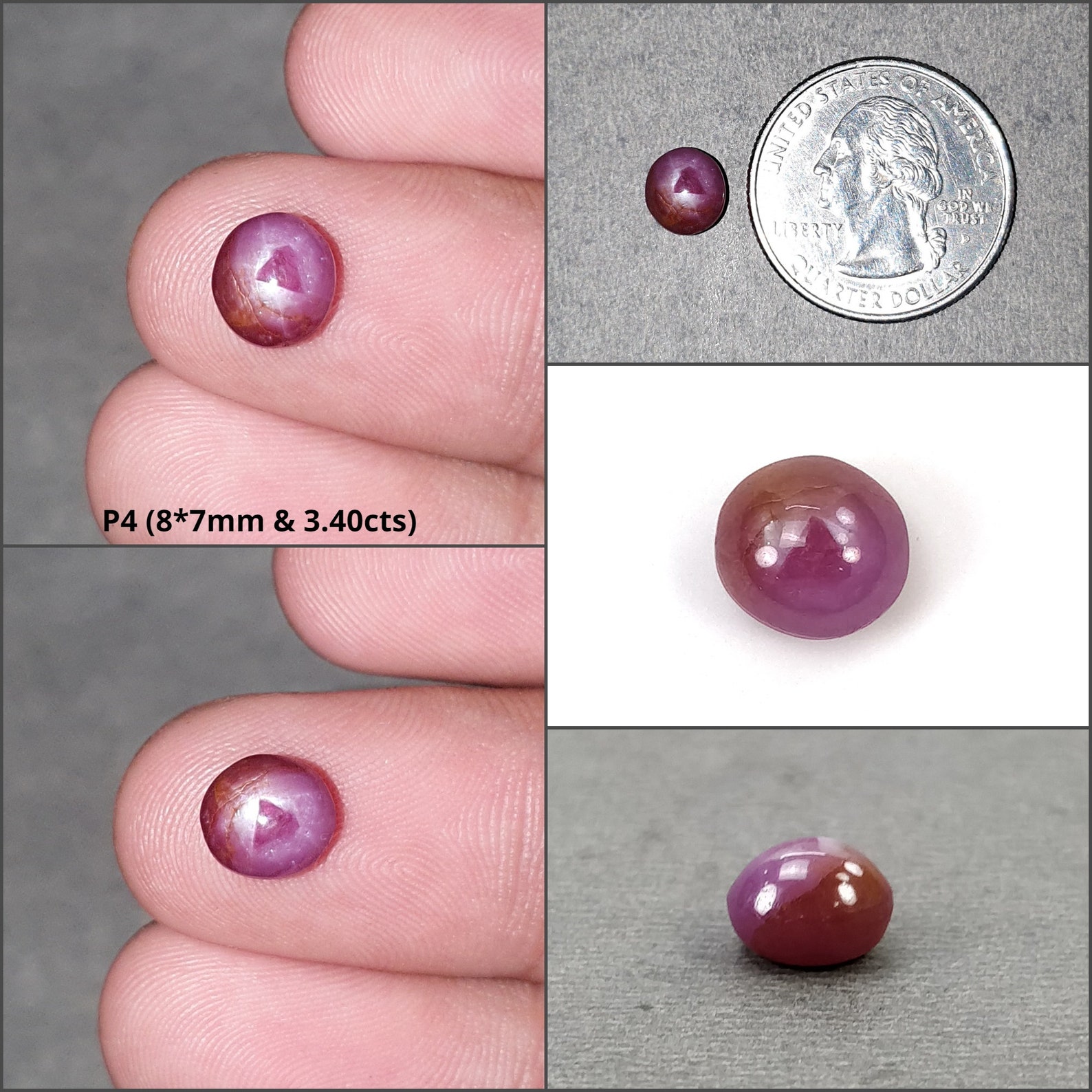 Star RUBY Gemstone Cabochon : 2cts - 7cts Natural Untreated Exclusive ...