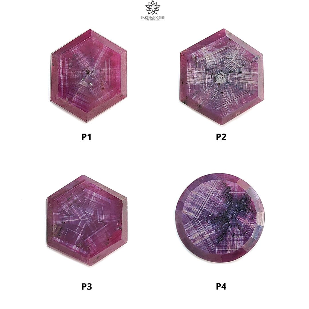 Ruby Gemstone Trapiche Flat Slices: Natural Untreated Unheated Purple ...