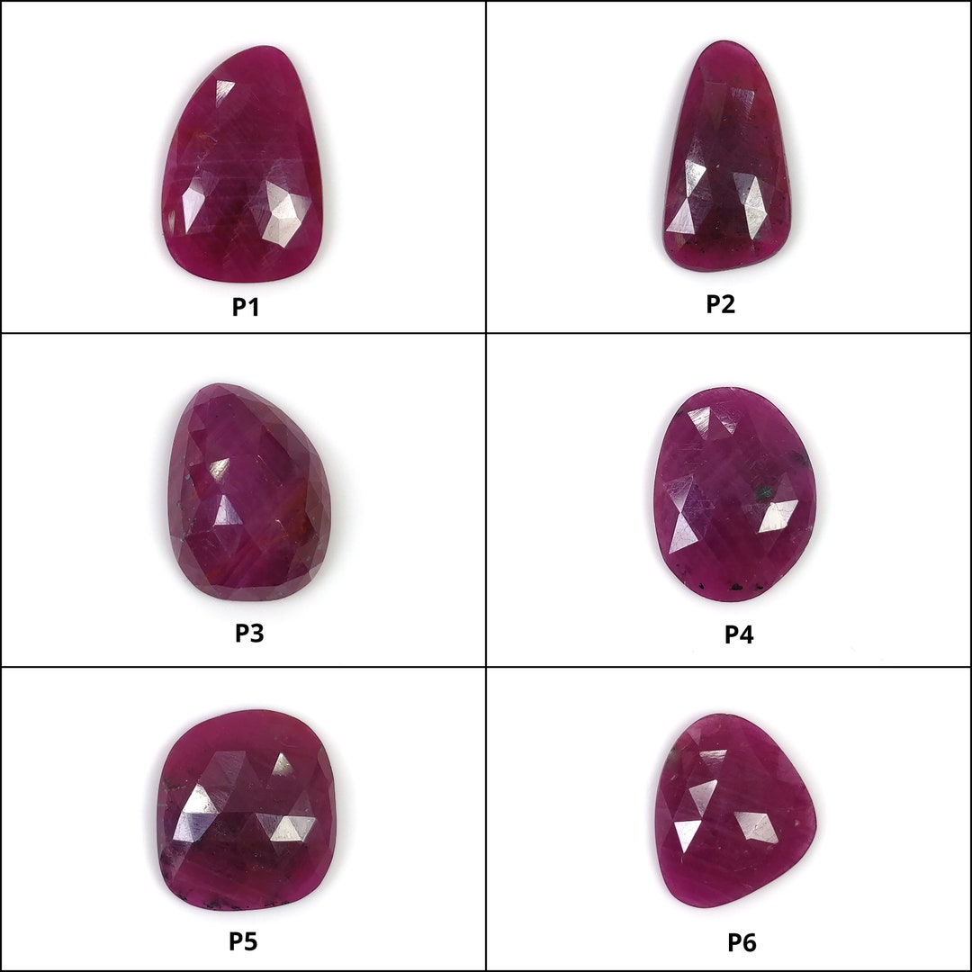 Red Ruby Gemstone Rose Cut Slices: Natural Untreated Unheated Ruby ...