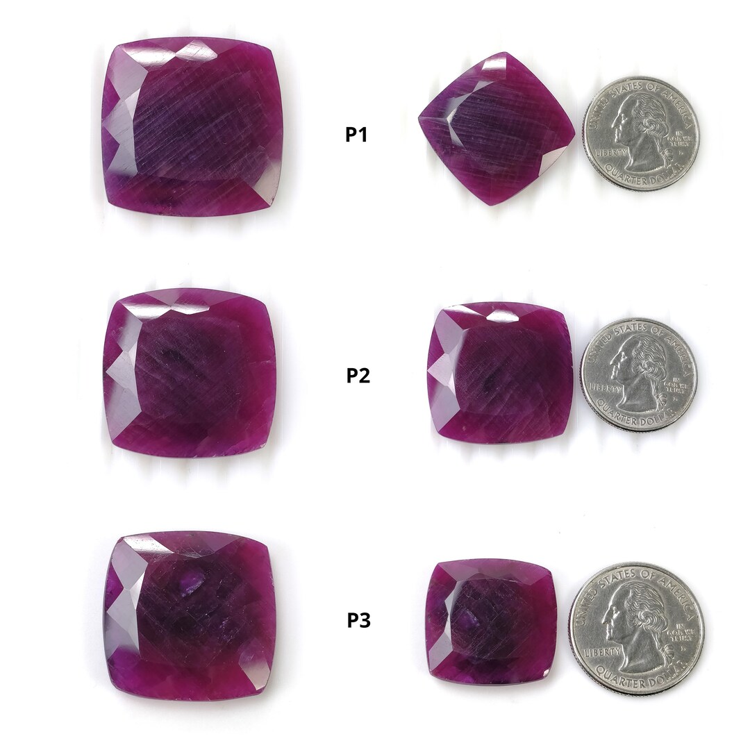 Red RUBY Gemstone Normal Cut : Natural Untreated Unheated Ruby Cushion ...
