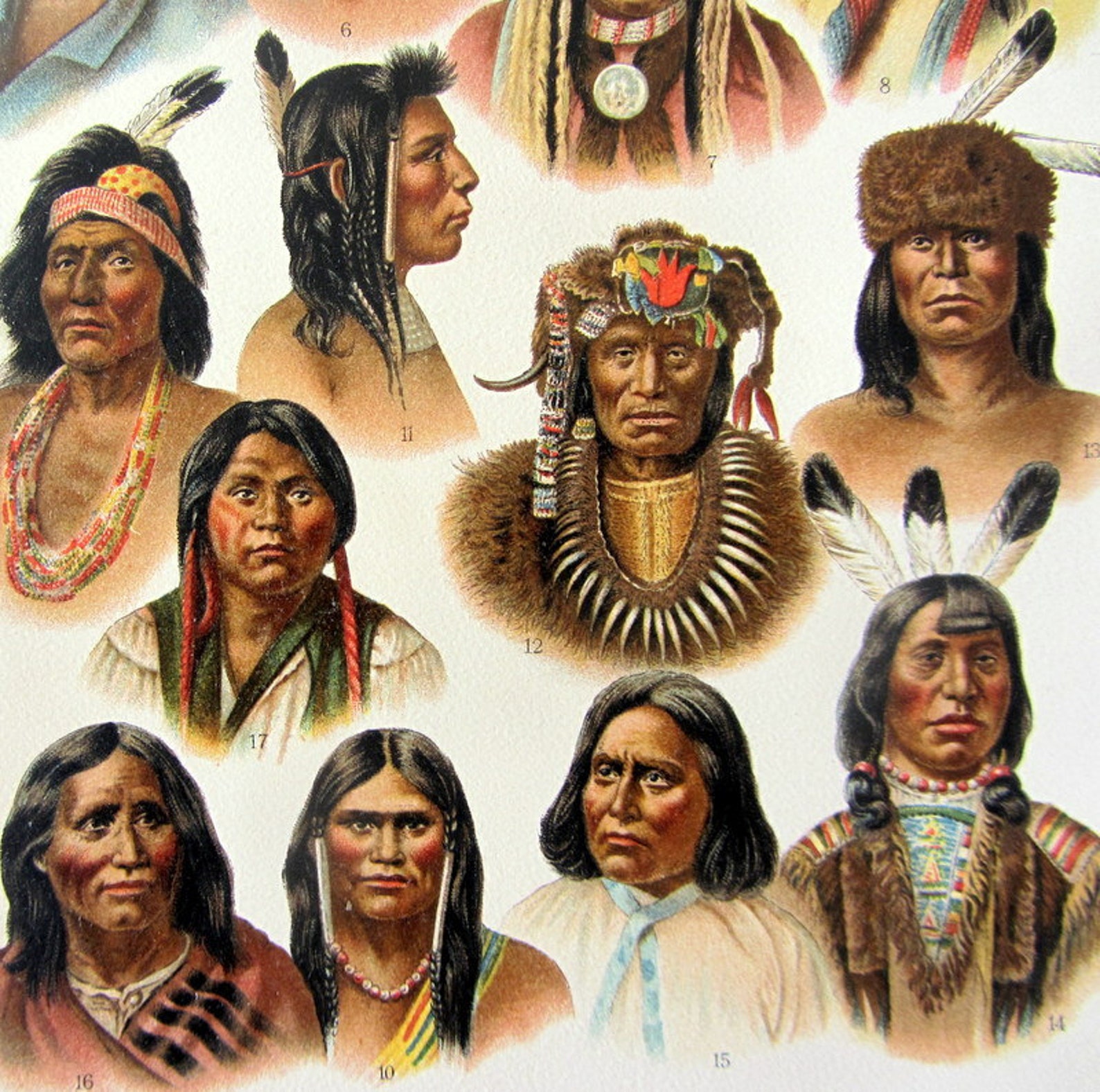1904 Vintage American NATIVE PEOPLE Print Faces Human Race | Etsy
