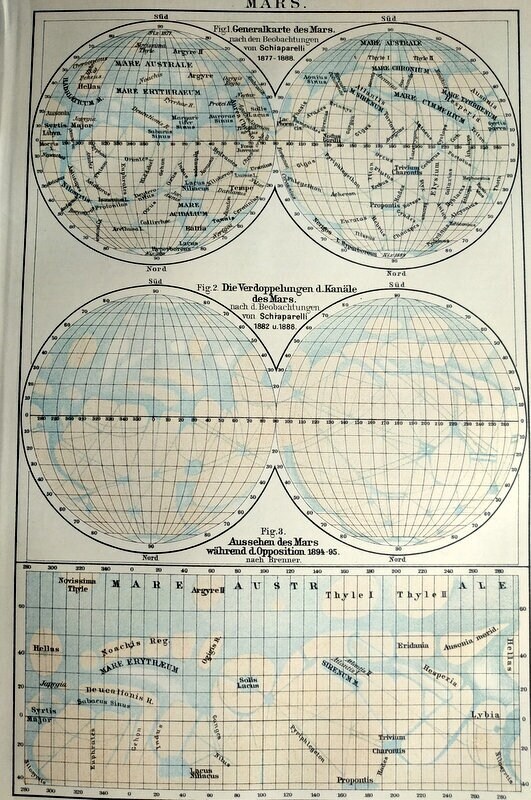 1905 Antique Astronomy Mars Chart Engraving Lithograph Map of - Etsy UK