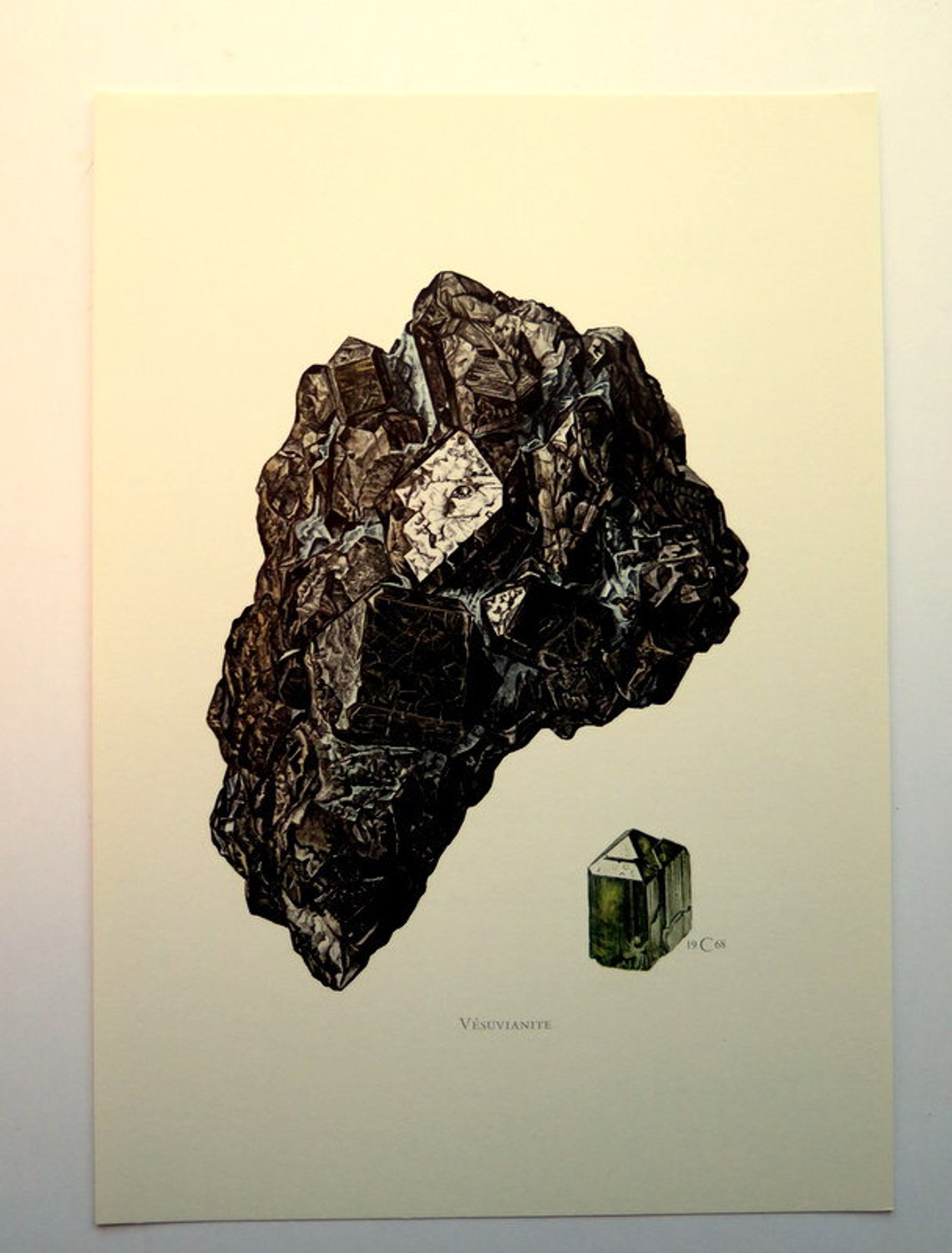 Antique Idocrase Print 1967 Vesuvianite Color Engraving - Etsy