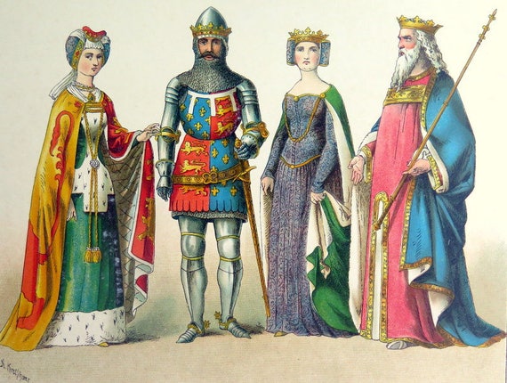 Prints 1906 lithograph of GERMAN costumes fashion people dress culture ...