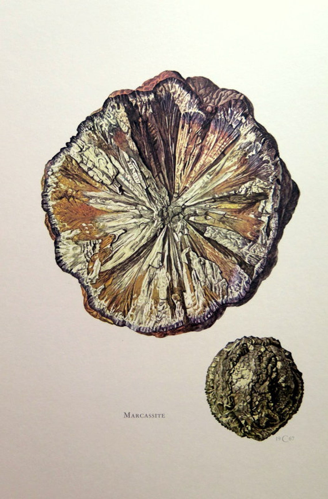 1967 Antique MARCASITE MINERAL Color Lithograph Antique Color - Etsy