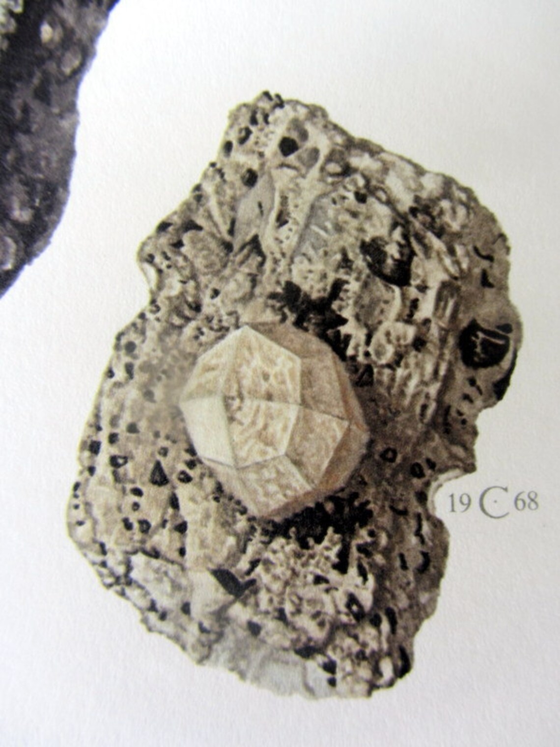Antique Rock Mineral Print of LEUCITE, Vintage Crystal Engraving ...