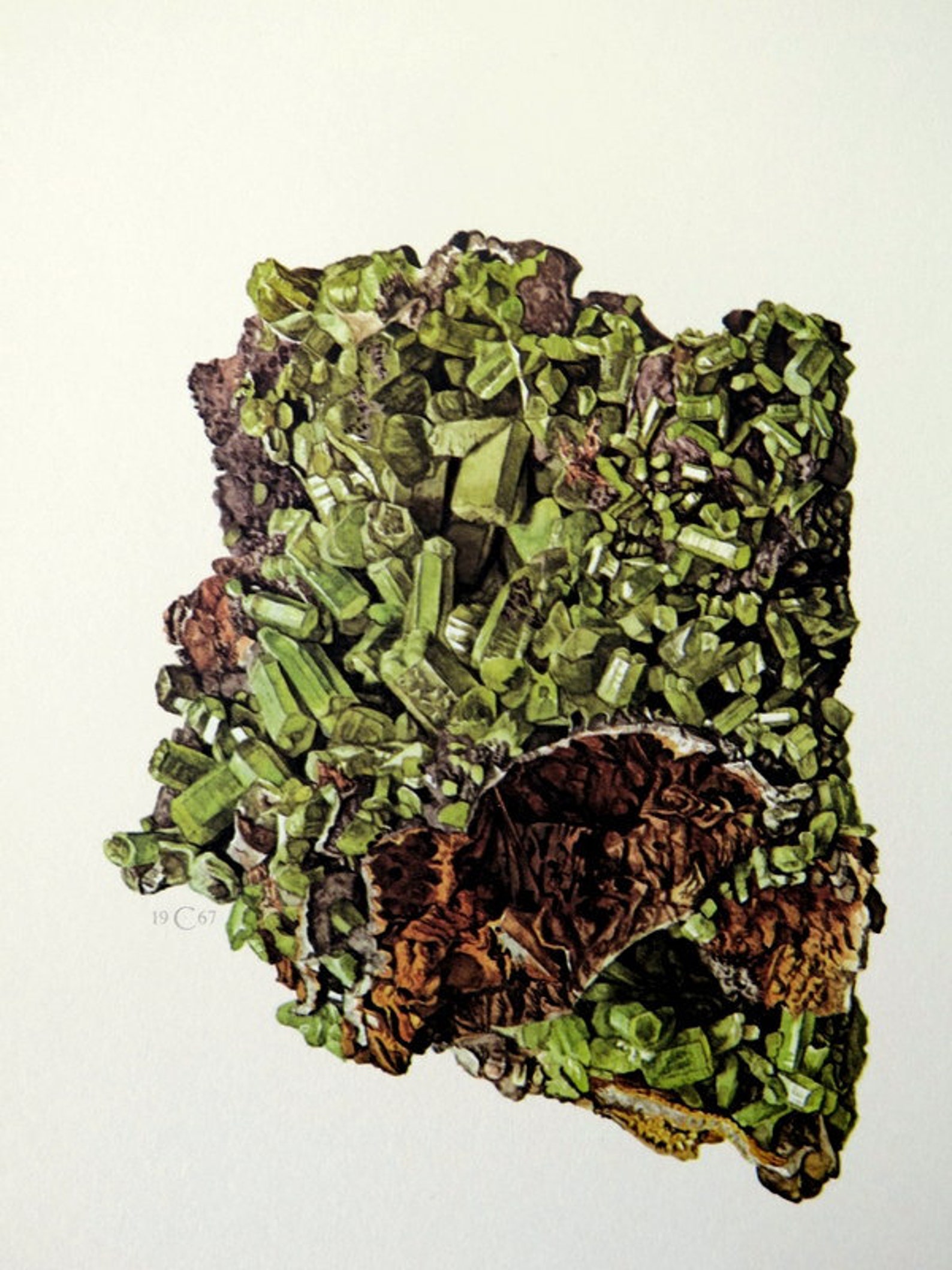 Antique Pyromorphite MINERAL Print Lithograph Green Color - Etsy