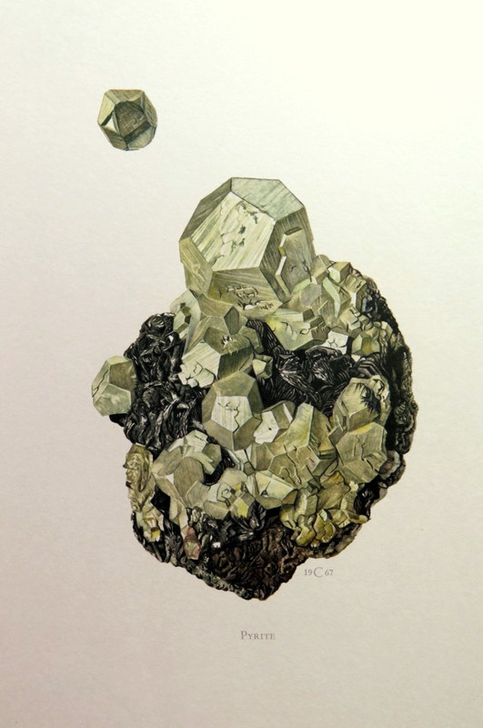 1967 Vintage PYRITE MINERAL Color Lithograph Antique Color - Etsy