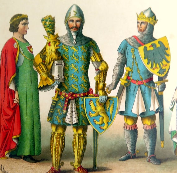 Prints 1906 lithograph of GERMAN costumes fashion people dress culture ...