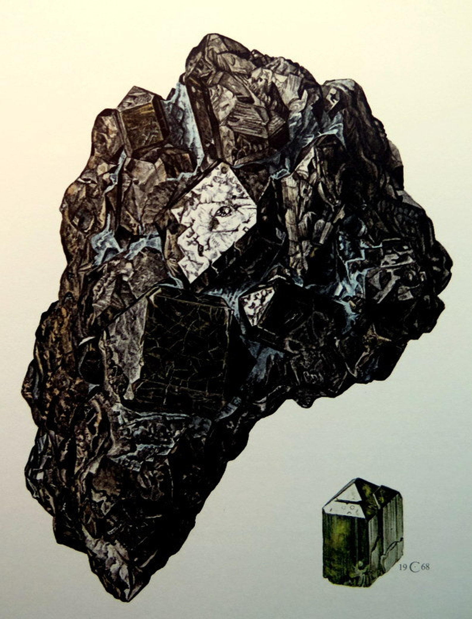 Antique Idocrase Print 1967 Vesuvianite Color Engraving - Etsy