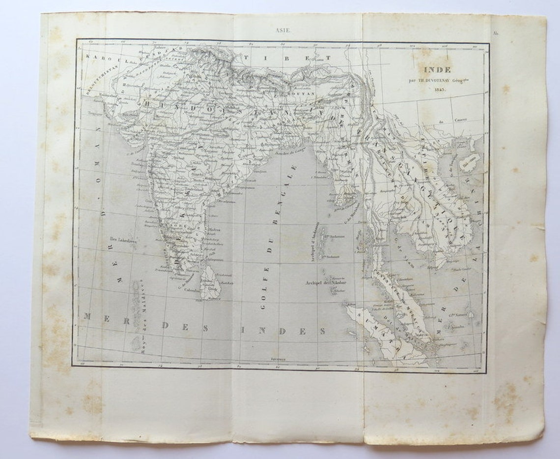 1868 Antique INDIA Map Engraving Original Antique Fine White | Etsy