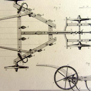Antique Vintage Agricultural Machinery Engraving,1852 Original ...