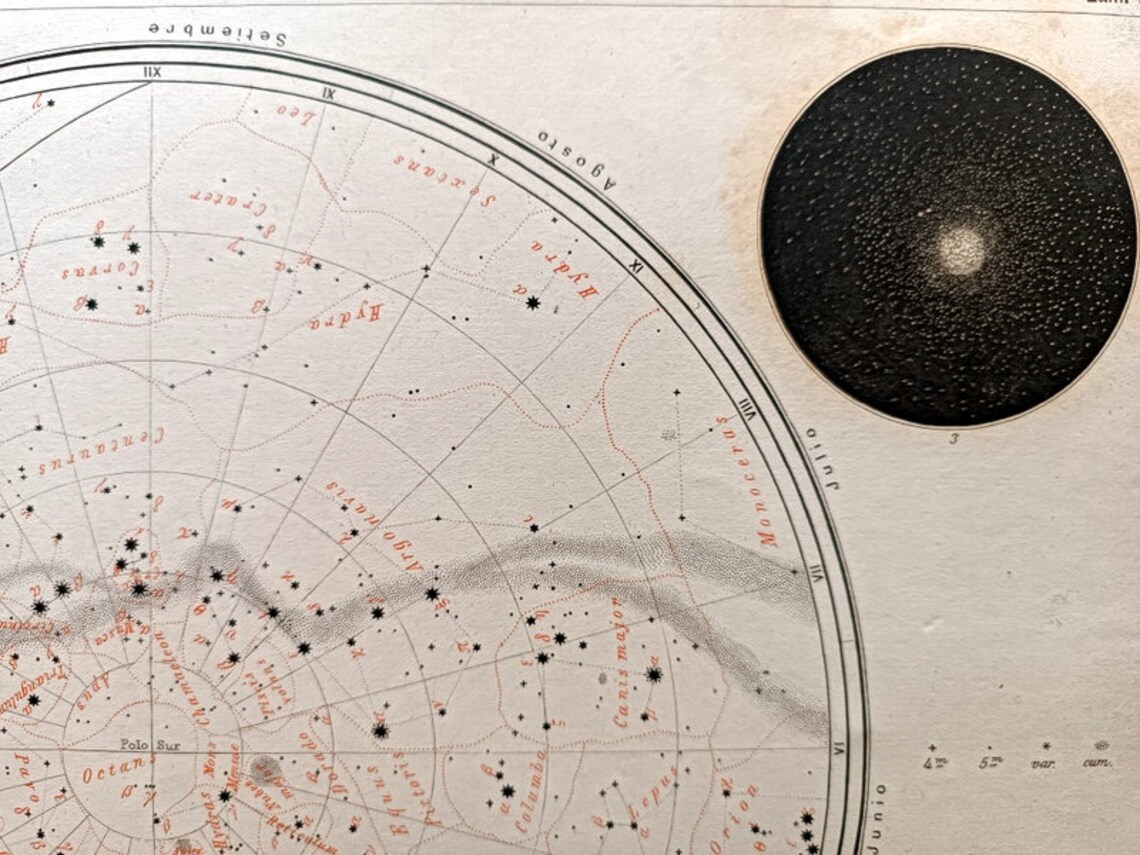 1880 Antique Constellation Sky Chart Engraving Southern - Etsy